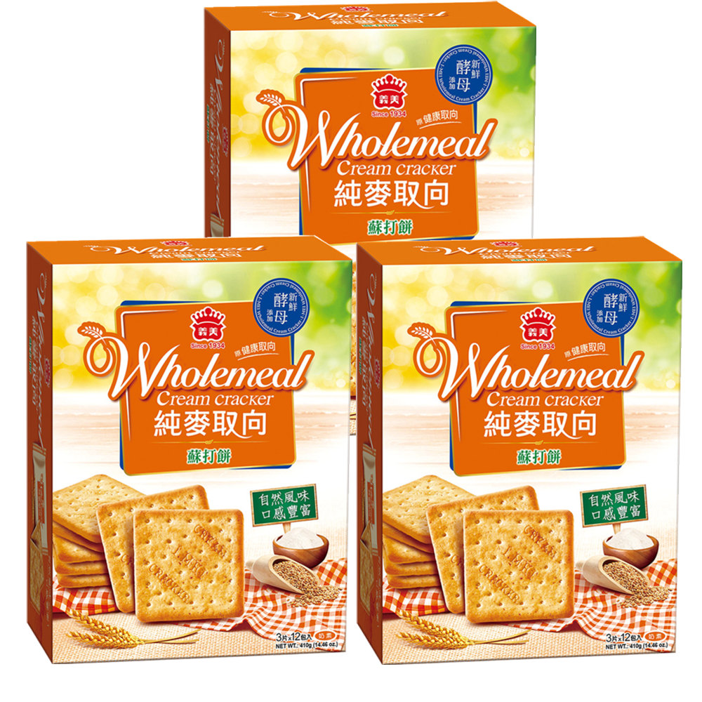 【義美】健康取向純麥蘇打餅(410公克)*3入-momo購物網